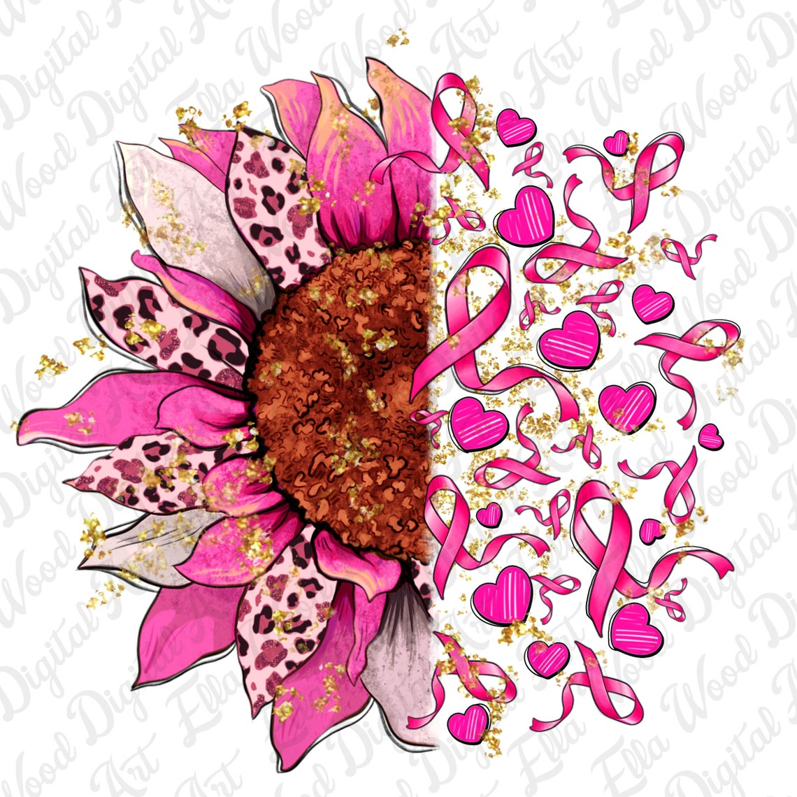 Breast Cancer Sunflower Png Sublimation Design Download - Etsy