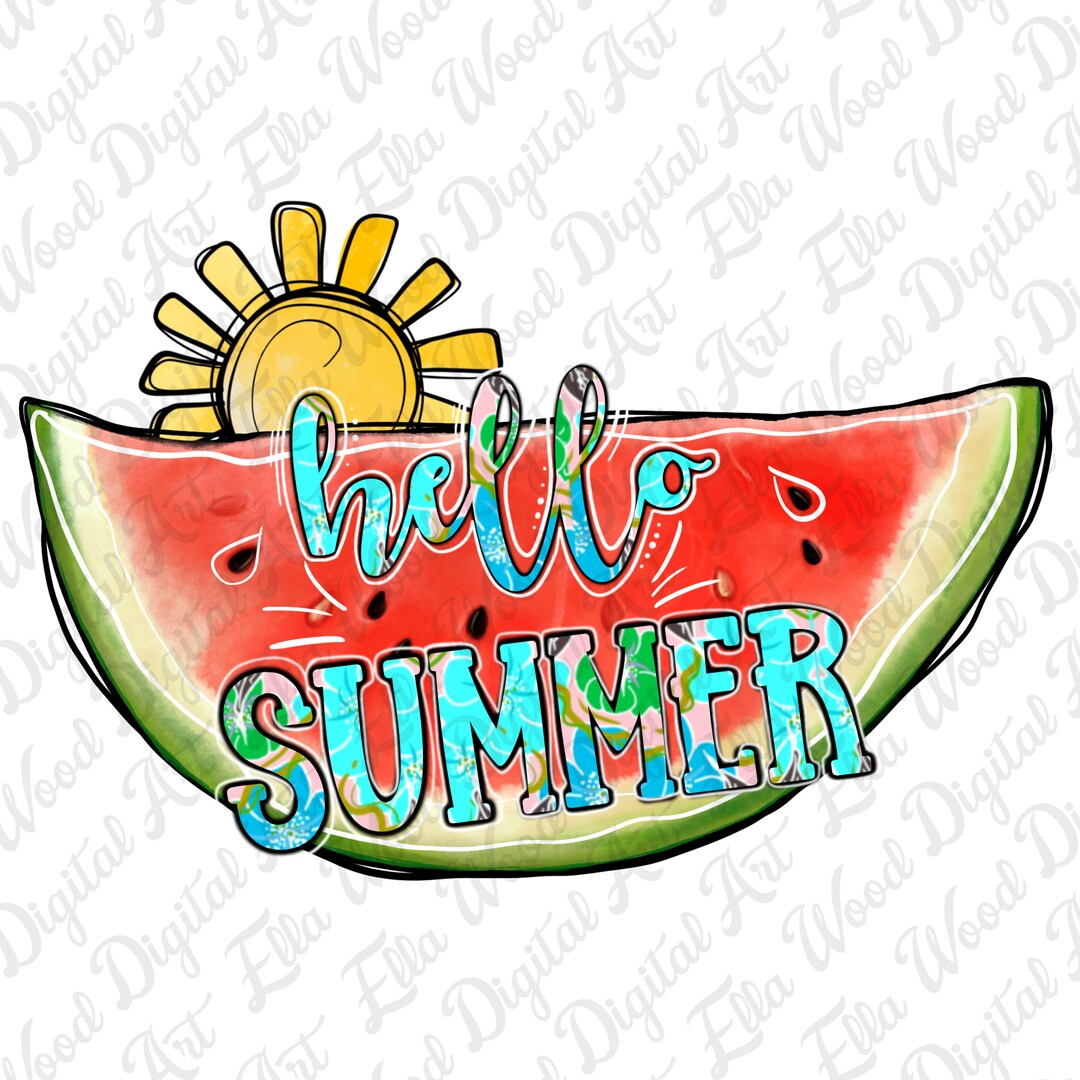 Hello Summer Watermelon Slice Png Sublimation Design Download, Summer ...