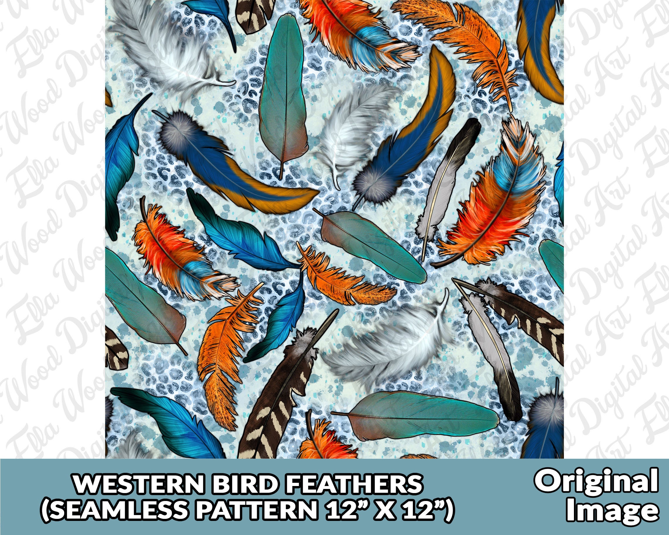 Western Bird Feathers Seamless Pattern Digital Paper Western - Etsy