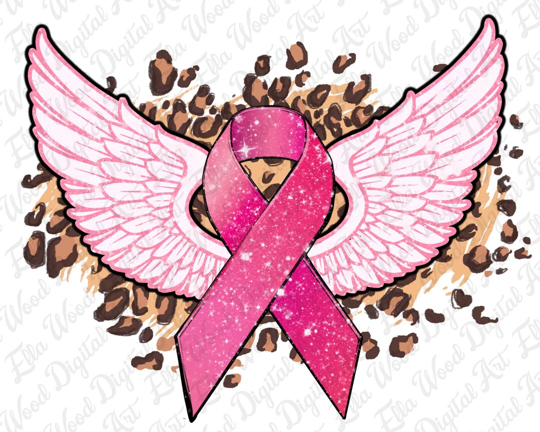 Breast Cancer Ribbon Angel Wings Png Sublimation Design Download ...