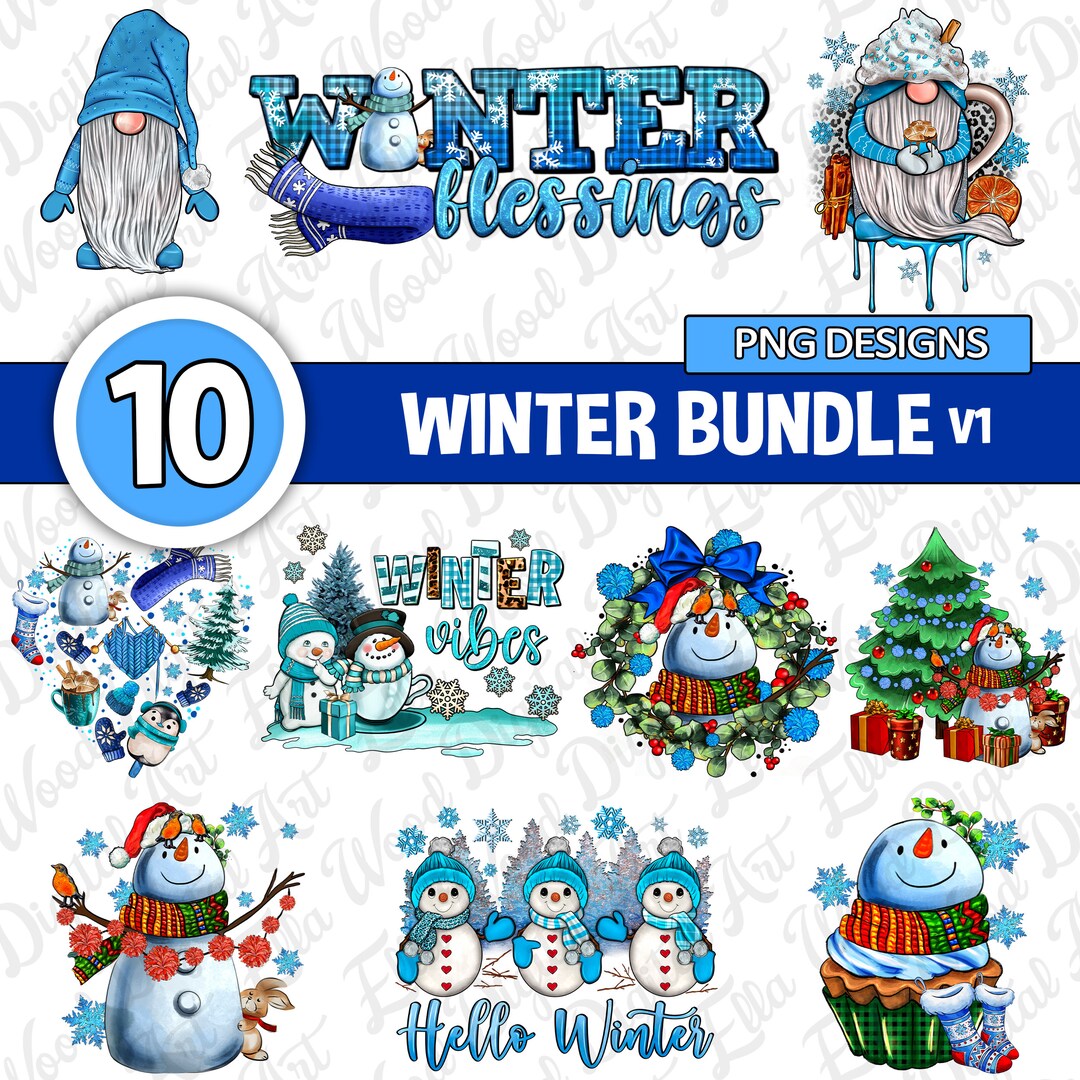 Winter Bundle V1 Png Sublimation Design Download, Hello Winter Png ...