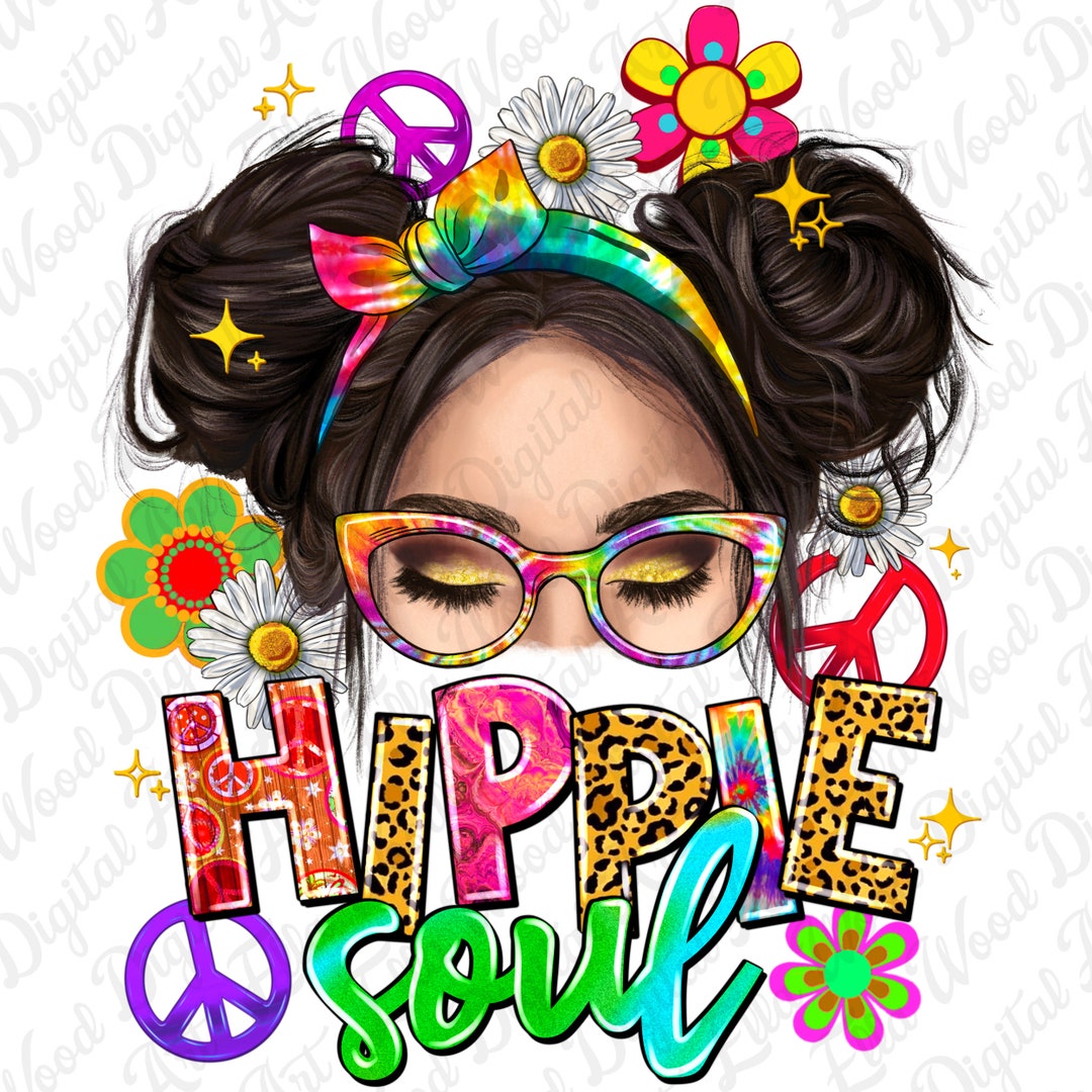 Hippie Soul Messy Bun Png Sublimation Design Download, Messy Bun Design ...