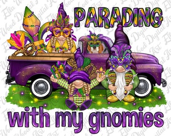 Mardi Gras Afro Gnome Truck Png Sublimation Design Download, Happy ...