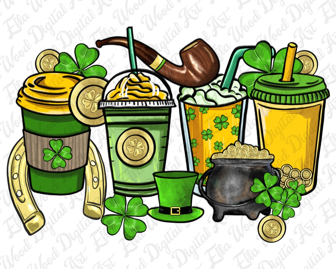 St. Patrick's Coffee Cups Png Sublimation Design Download, St. Patrick ...