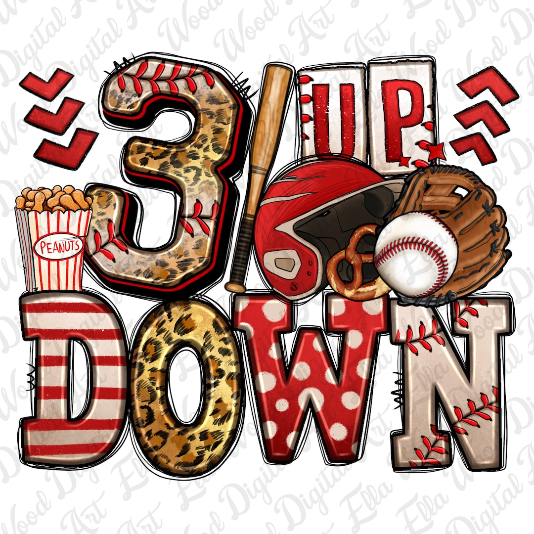 Three up Three Down Baseball Png Sublimation Design Download, Game Day ...