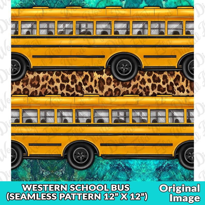 Western School Bus Seamless Pattern Digital Paper School - Etsy