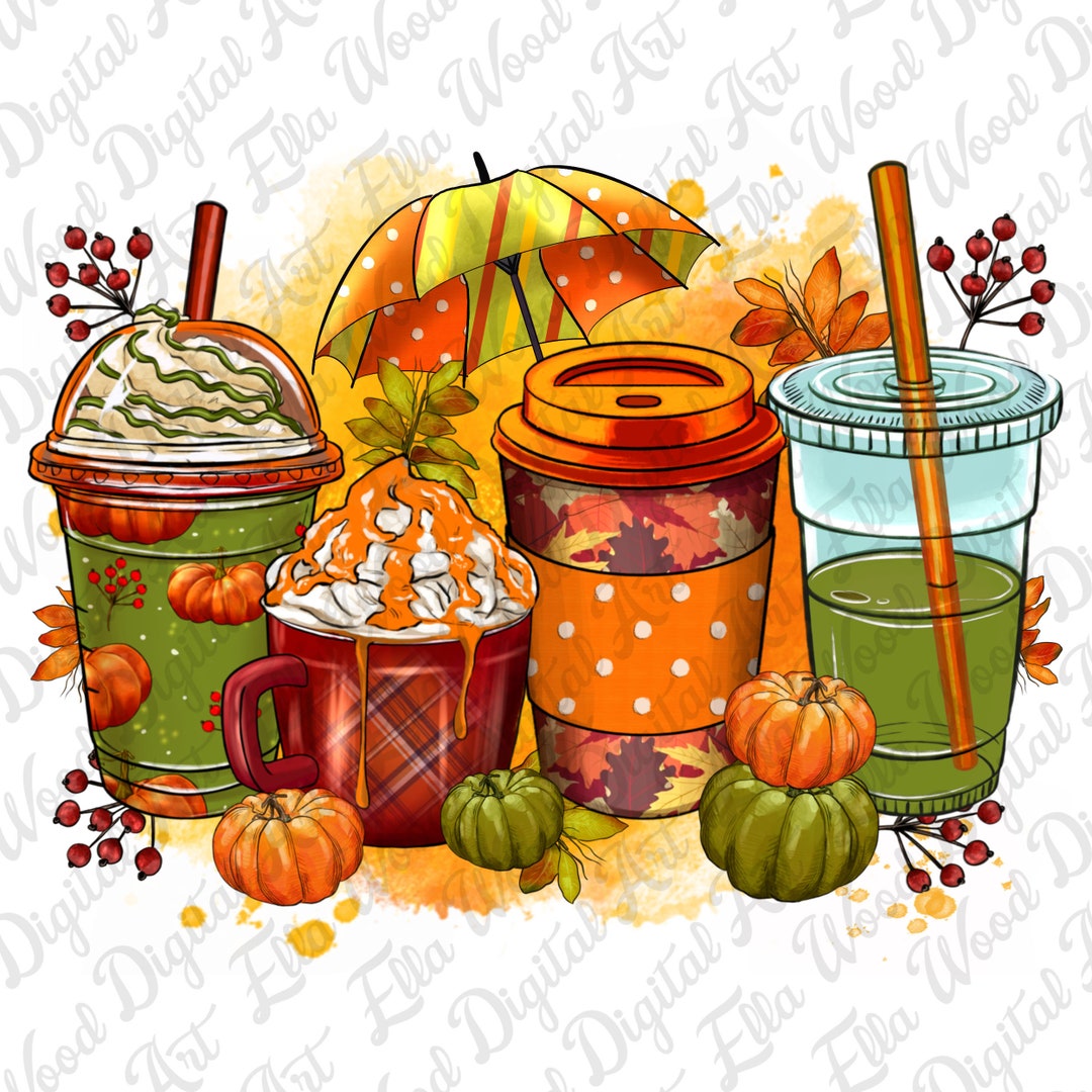 Fall Coffee Cups Png Sublimation Design Download, Fall Png, Autumn Png ...