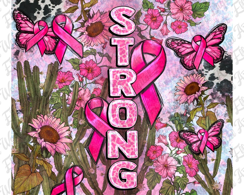 Strong Cancer 20 Oz Skinny Tumbler Png Breast Cancer Tumbler - Etsy