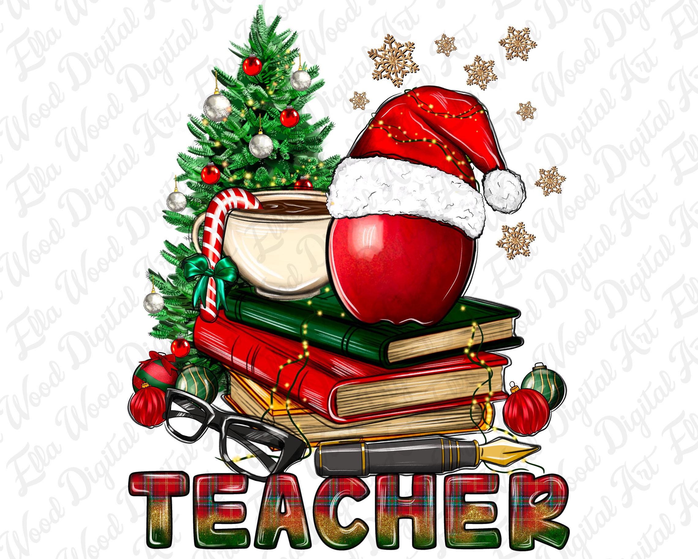 Teacher With Christmas Tree Png Sublimation Design Download, Merry ...