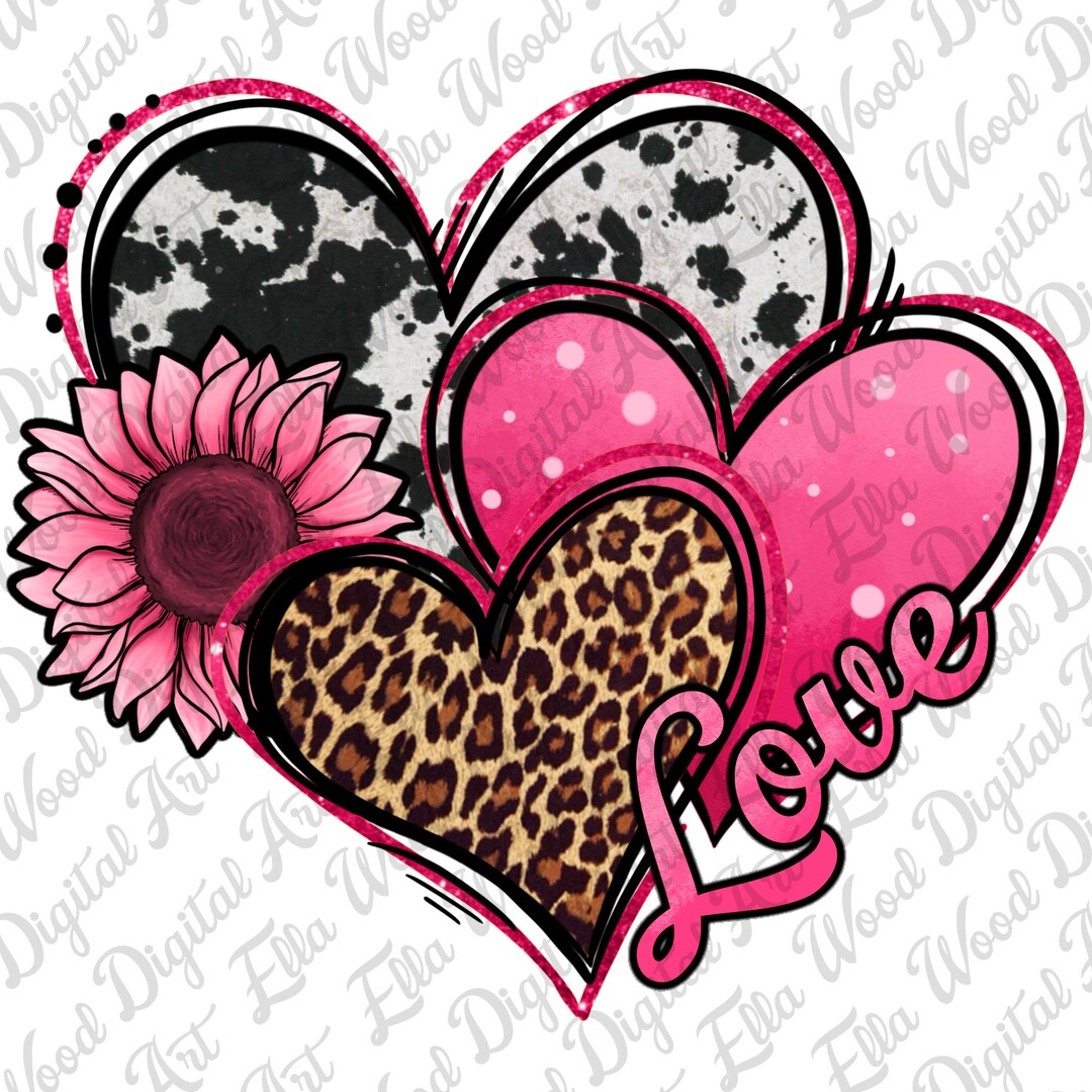 Valentine's Day Western Hearts and Sunflower Png Sublimation Design ...