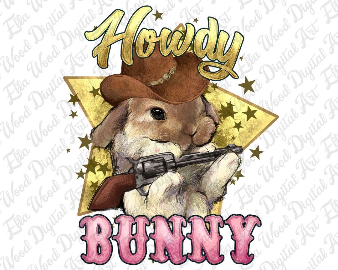 Howdy Bunny Png Sublimation Design Download, Retro Vintage Png, Rodeo ...