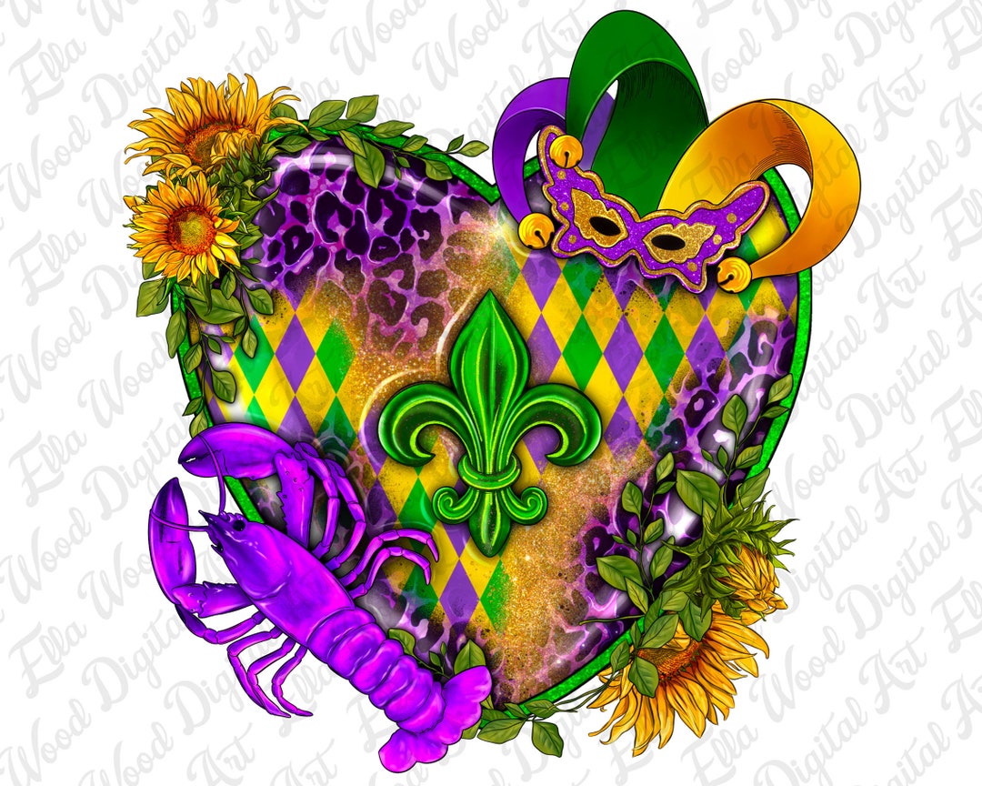 Mardi Gras Heart Png Sublimation Design Download, Happy Mardi Gras Png ...
