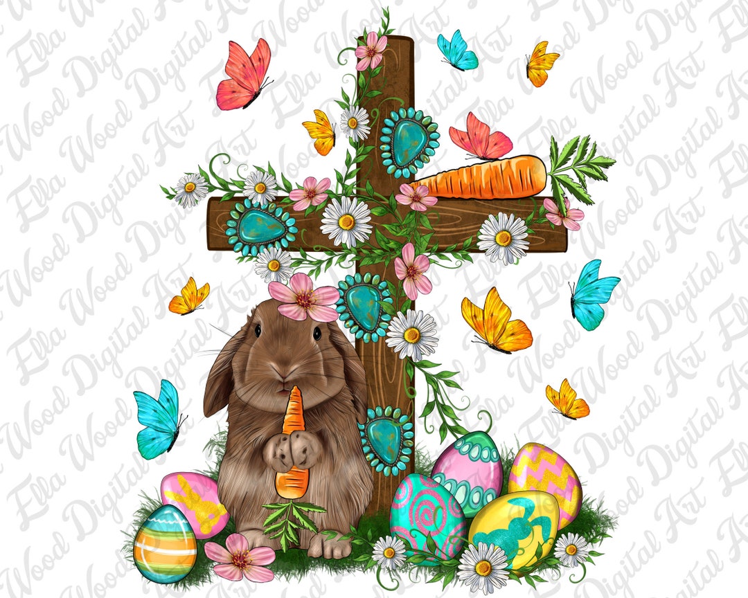 Western Rabbit With Cross Png, Happy Easter Day Png, Easter Bunny Png ...