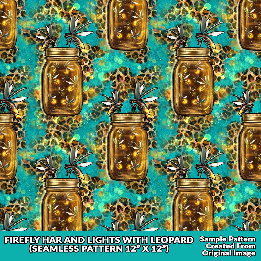 Firefly Jar and Lights With Leopard Seamless Pattern Digital Paper ...