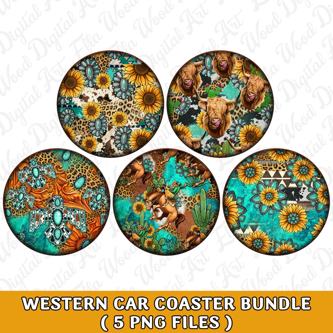 Western Car Coaster Png Sublimation Design Bundle, Western Bundle Png ...