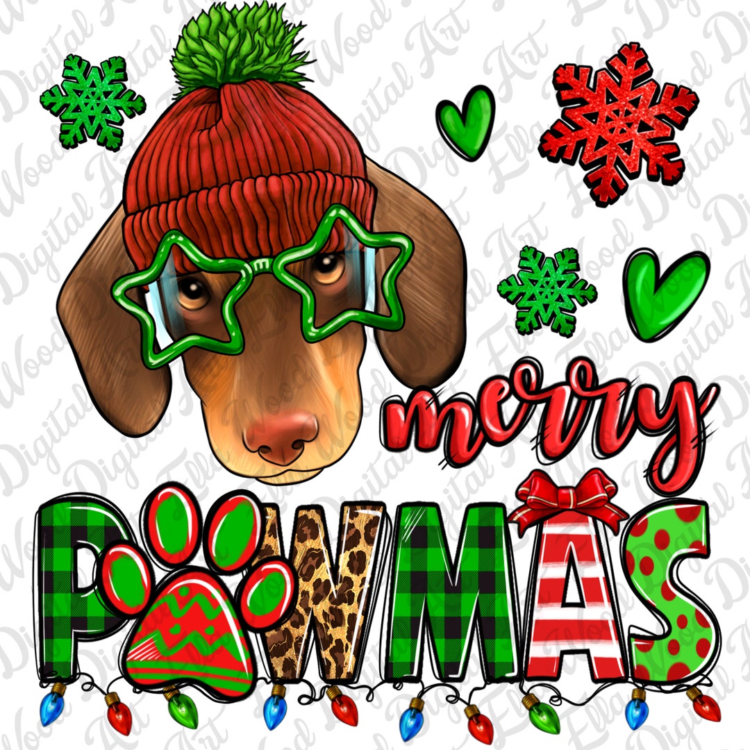 Merry Pawmas Christmas Dachshund Png Sulimation Design Download ...