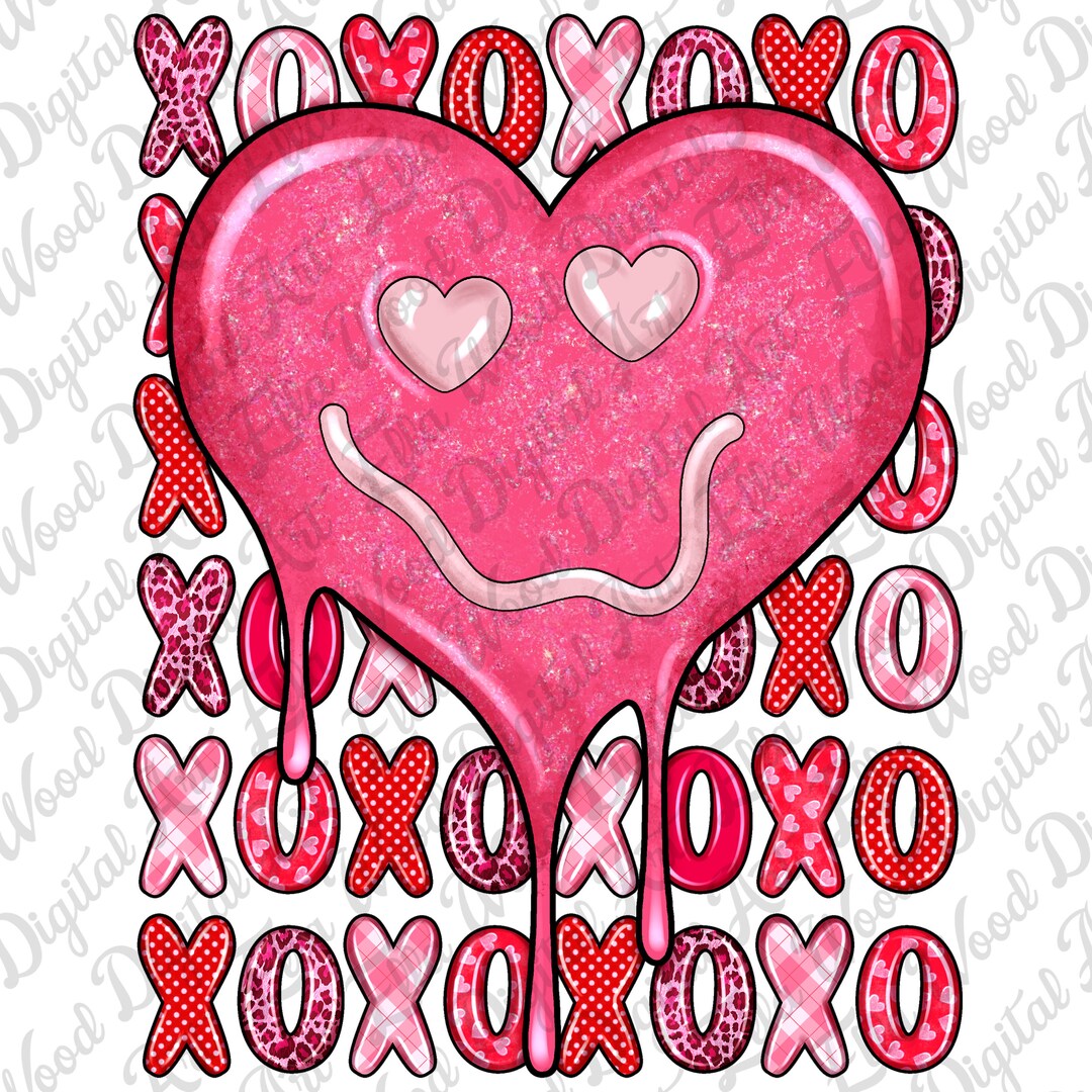 Xoxo Smiley Heart Face Valentine's Day Png Sublimation Design Download ...
