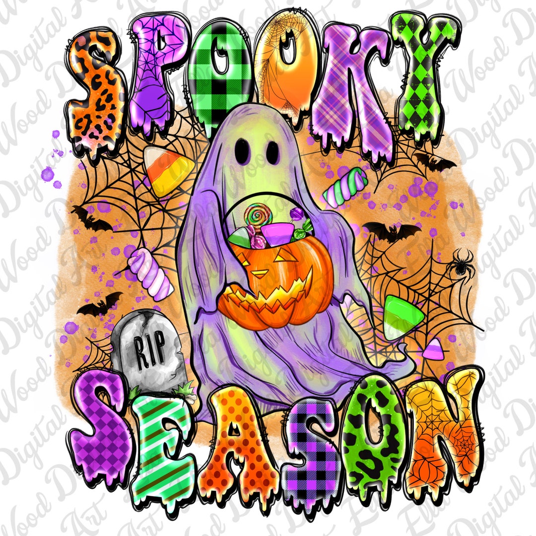 Spooky Season Ghost Png Sublimation Design Download, Happy Halloween ...