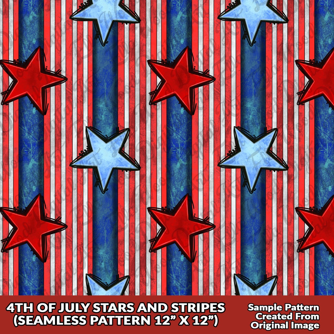 4th of July Stars and Stripes Seamless Pattern Digital Paper, Digital ...