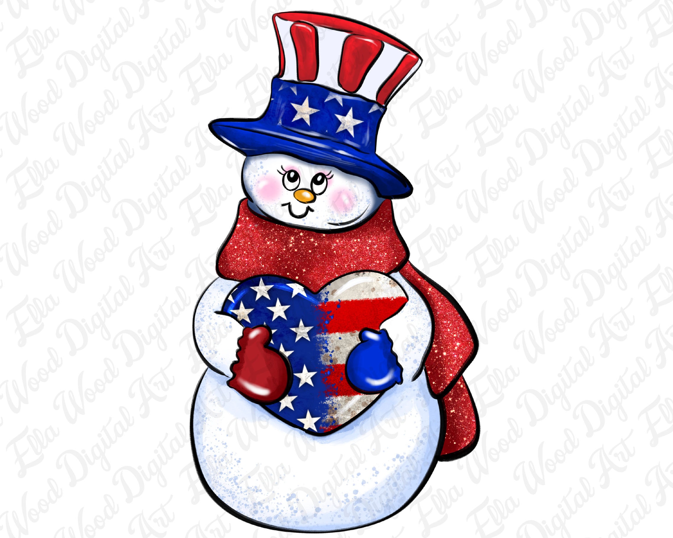 Patriotic Snowman Png Sublimation Design Download 4th of July - Etsy