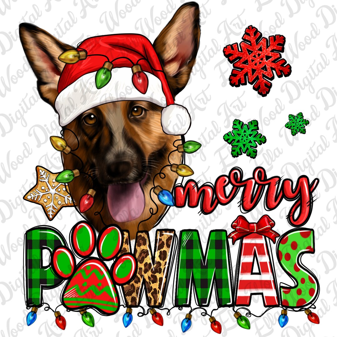 Merry Pawmas Christmas German Shepherd Png Sulimation Design Download ...
