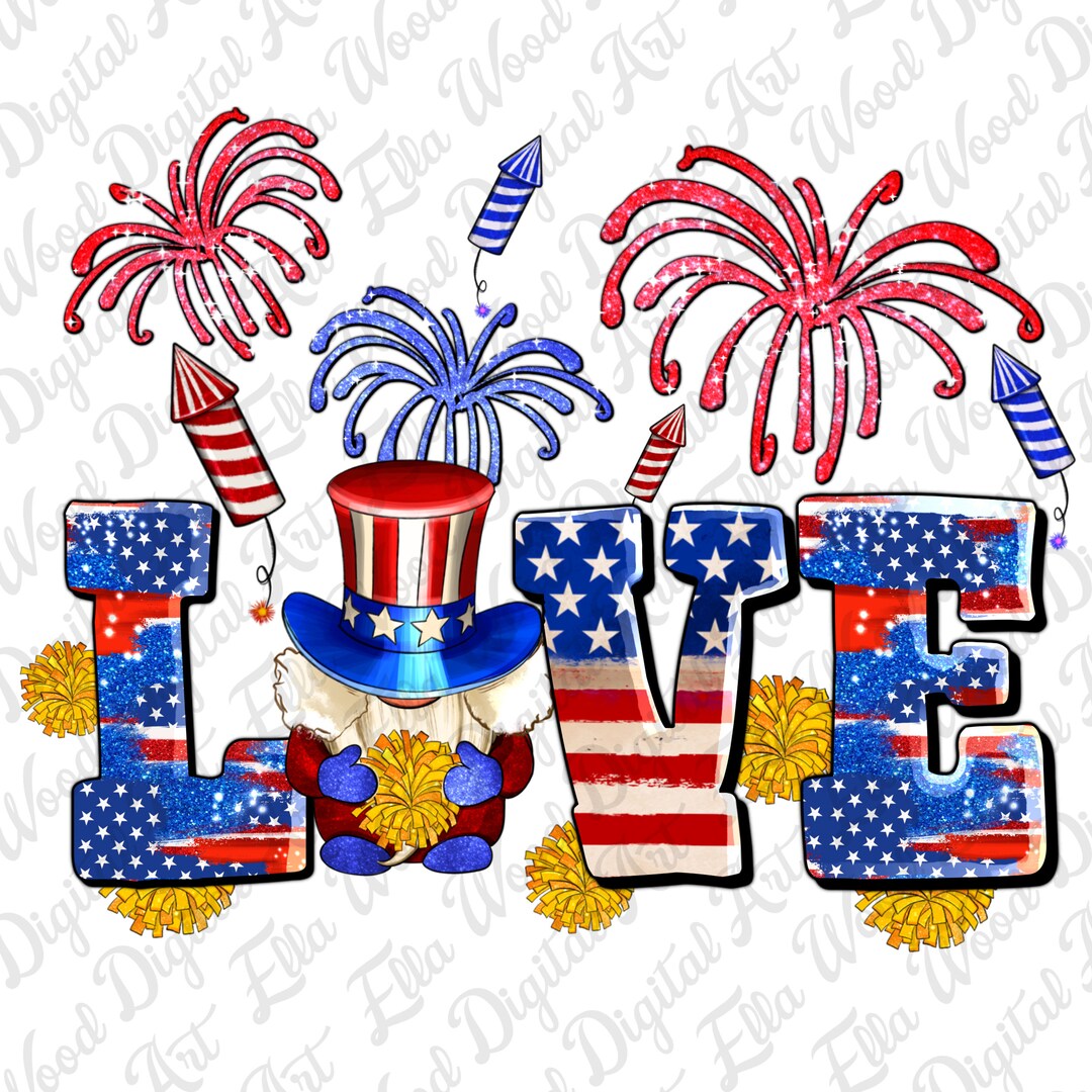 4th of July Love Gnome Png Sublimation Design Download, 4th of July Png ...