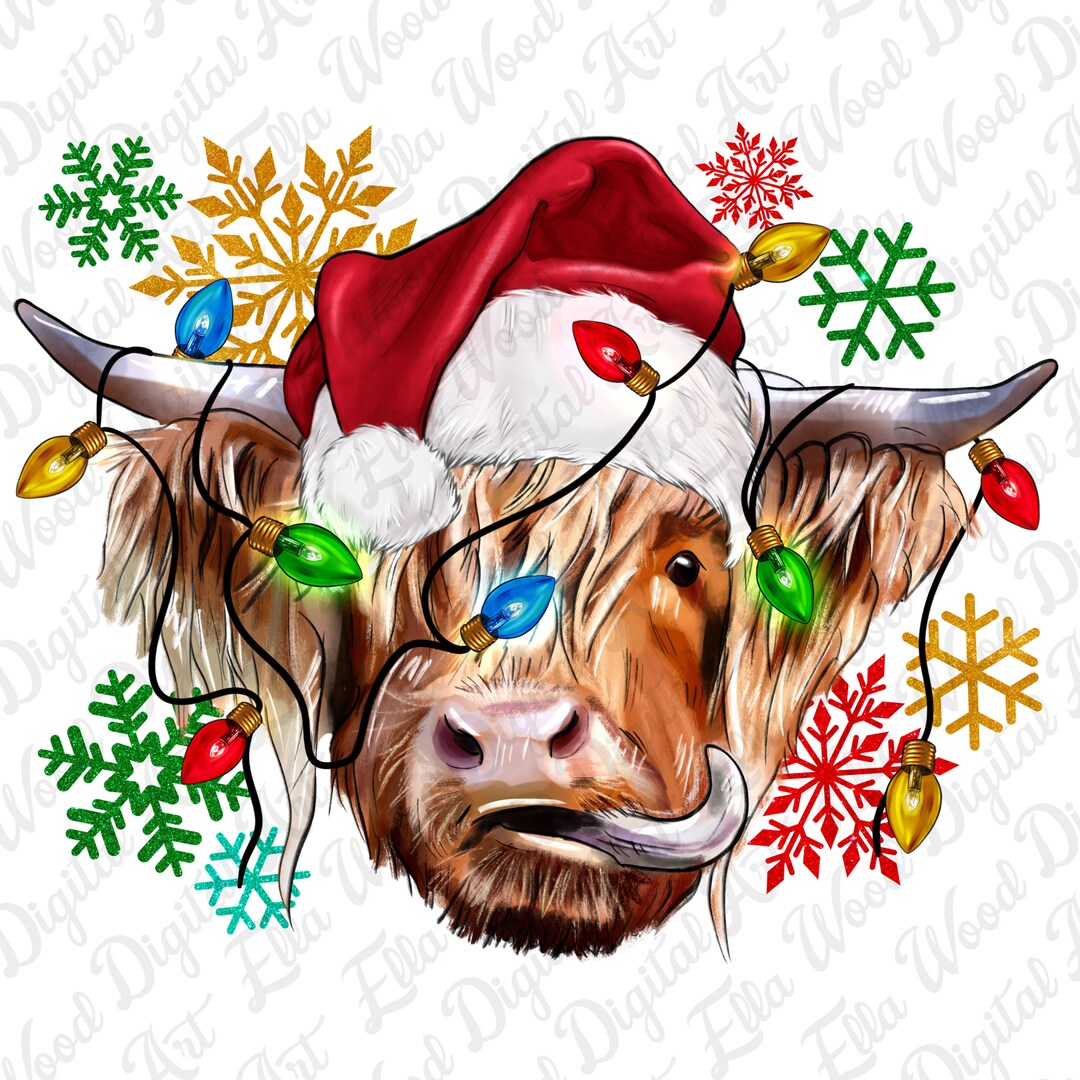 Christmas Heifer Cow Png Sublimation Design Download, Merry Christmas ...