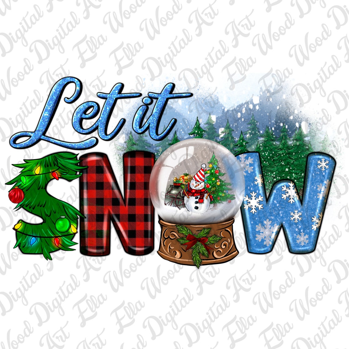 Let It Snow Png Sublimation Design Download Hello Winter - Etsy