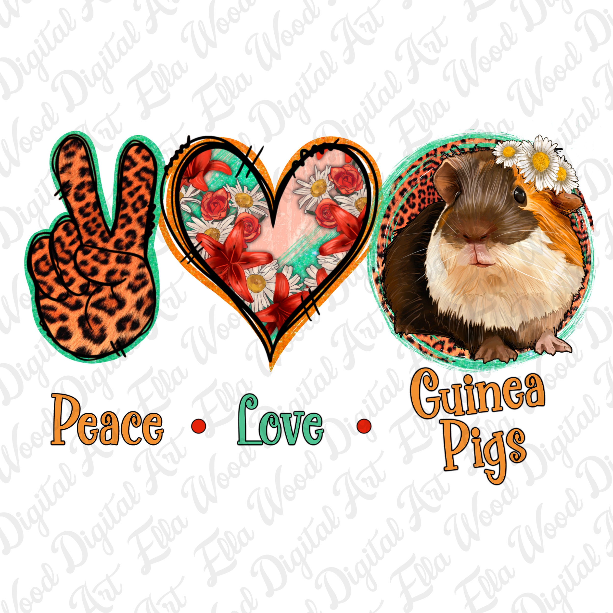 Peace Love Guinea Pigs Png Sublimation Design Download,love Guinea Pigs ...