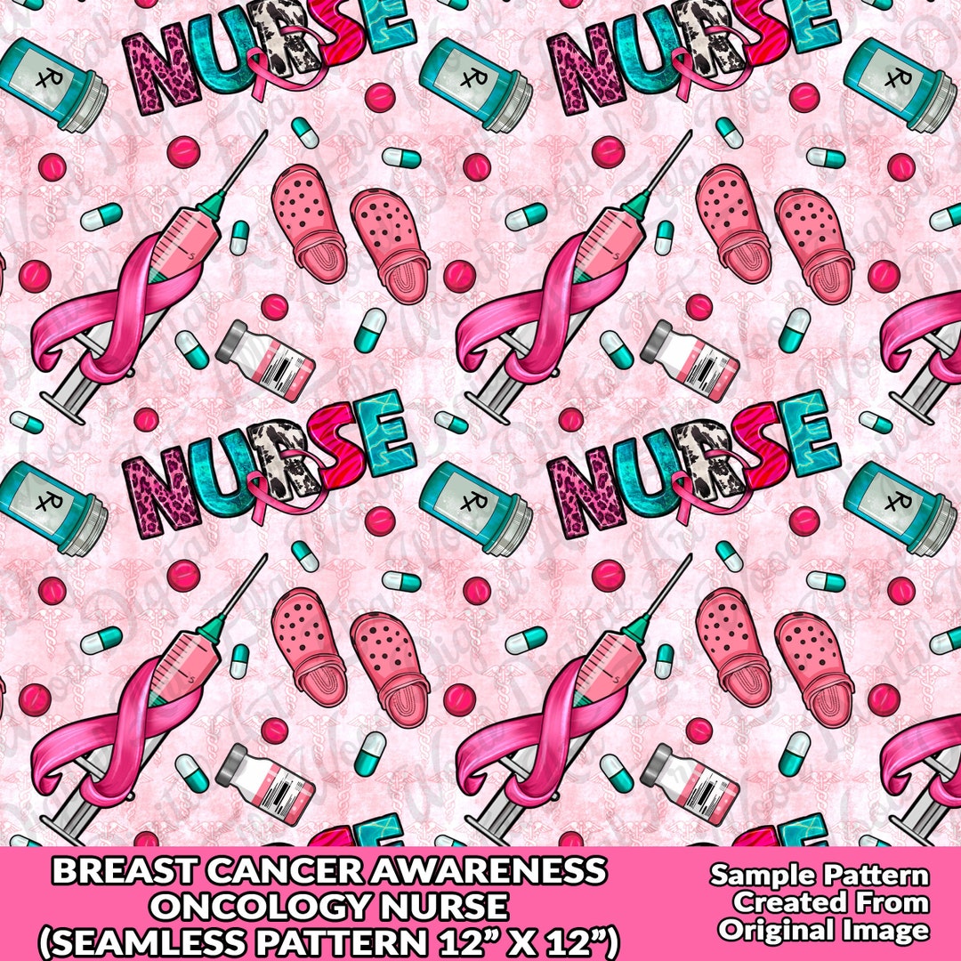 Breast Cancer Seamless Pattern Digital Paper, Oncology Nurse Digital ...