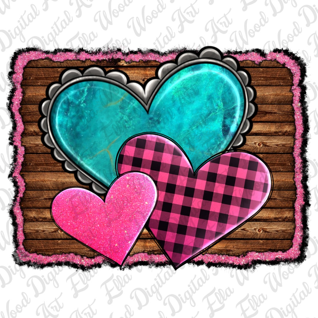 Valentine's Day Hearts Turquoise Heart Png Sublimation Design Download ...