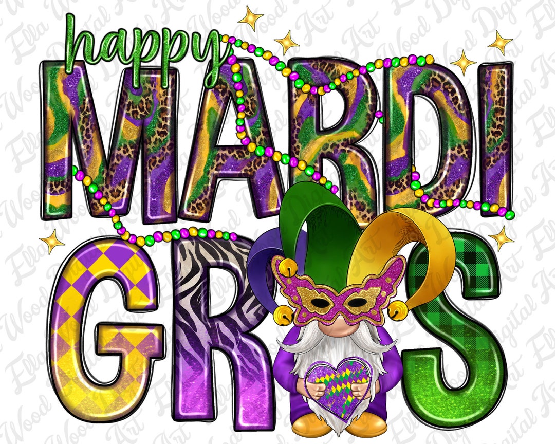 Happy Mardi Gras Gnome Png Sublimation Design Download, Western Mardi ...