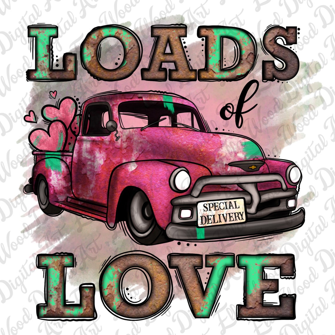 Loads of Love Truck Png Sublimation Design Download, Happy Valentine's ...