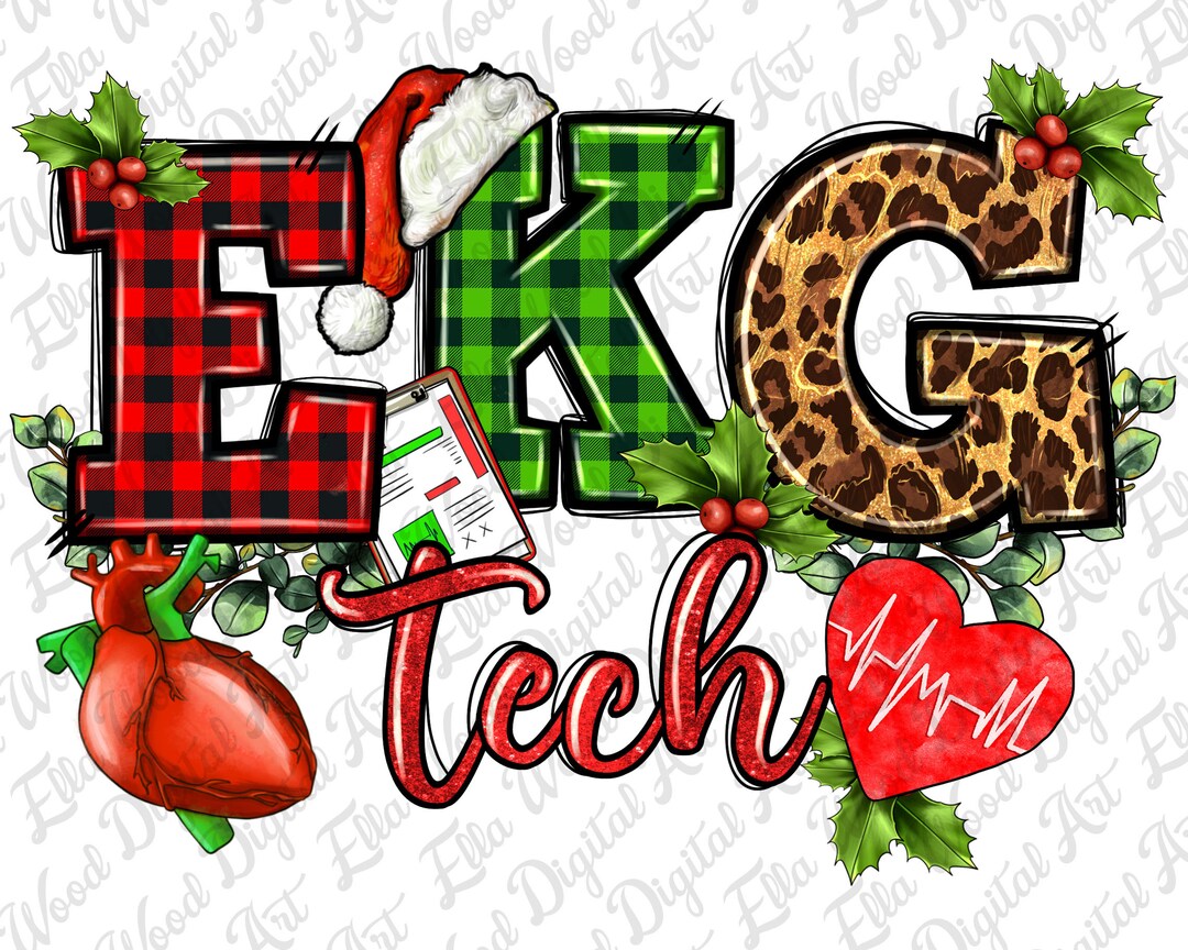 EKG Tech Christmas Png Sublimation Design Download, Merry Christmas Png ...