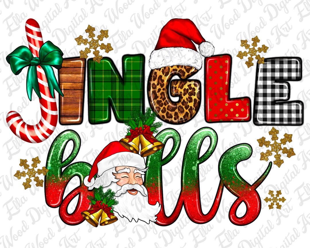 Jingle Bells With Santa Claus Png Sublimation Design Download, Merry ...