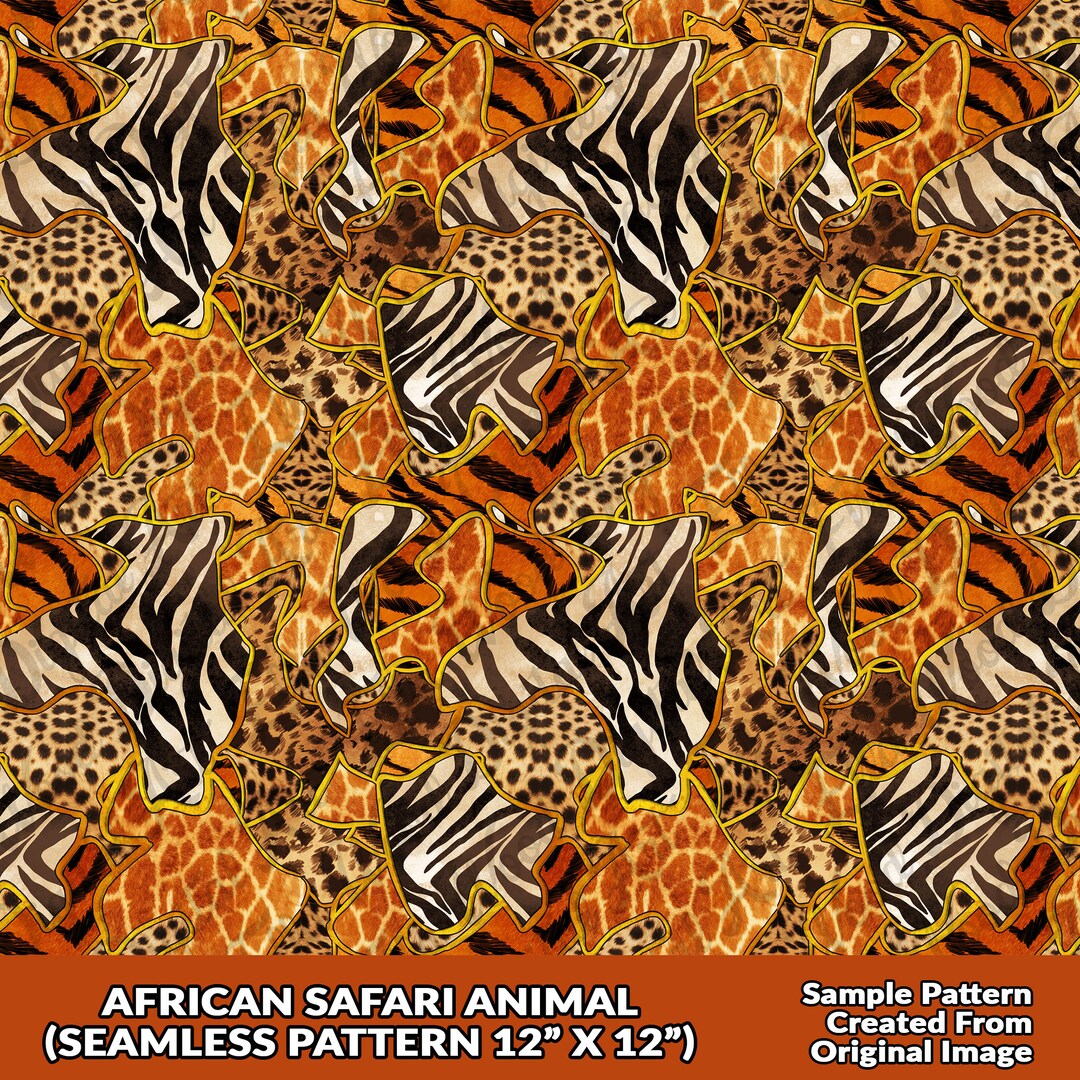 African Safari Animal Seamless Pattern Digital Paper, African Digital ...