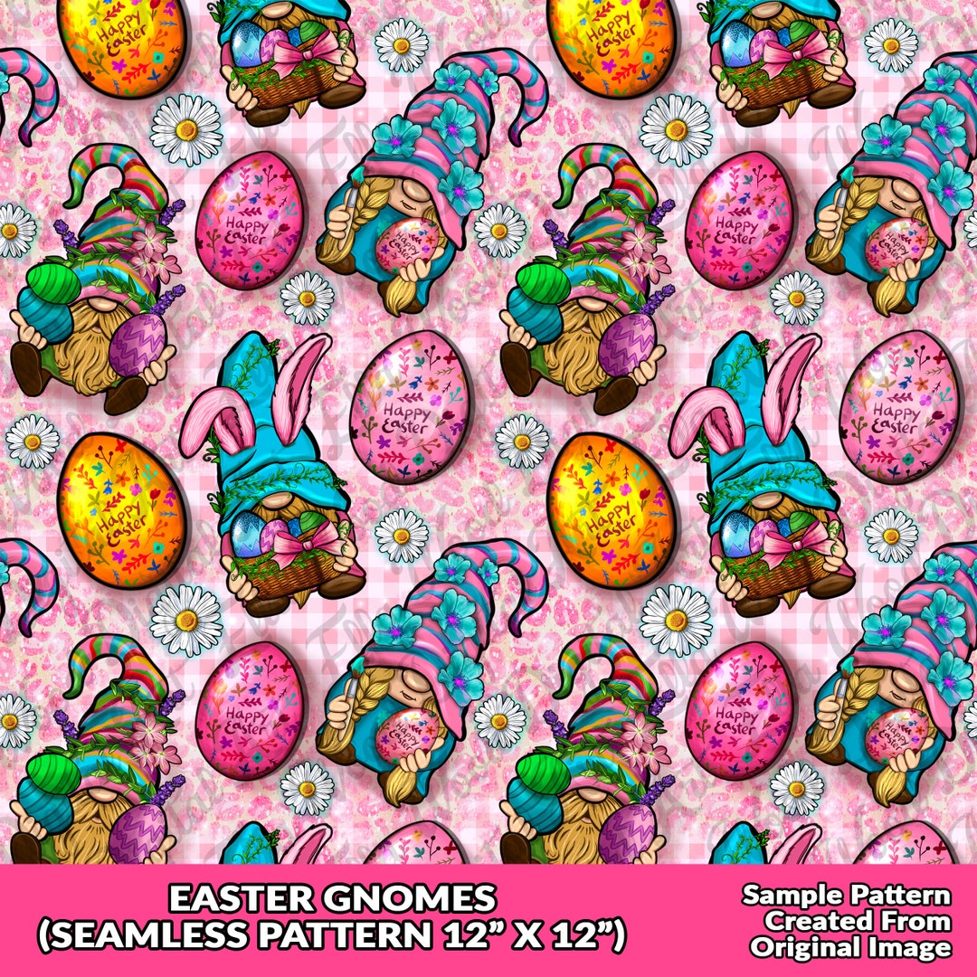 Easter Gnomes Seamless Pattern Digital Paper, Happy Easter Digital ...