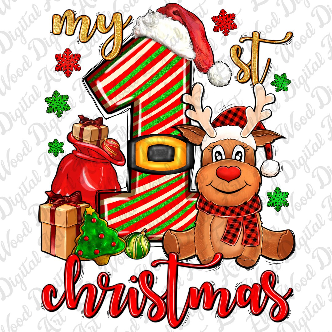 My 1st Christmas Png Sublimation Design Download, Christmas Png, Merry ...