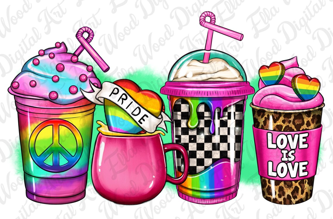 LGBTQ+ Coffee Cups Png Sublimation Design Download, Pride Png, Lgbtq ...
