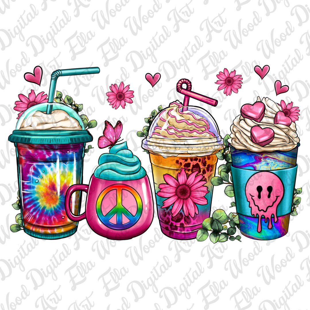 Tie Dye Hippie Coffee Cups Png Sublimation Design Download, Hippie ...