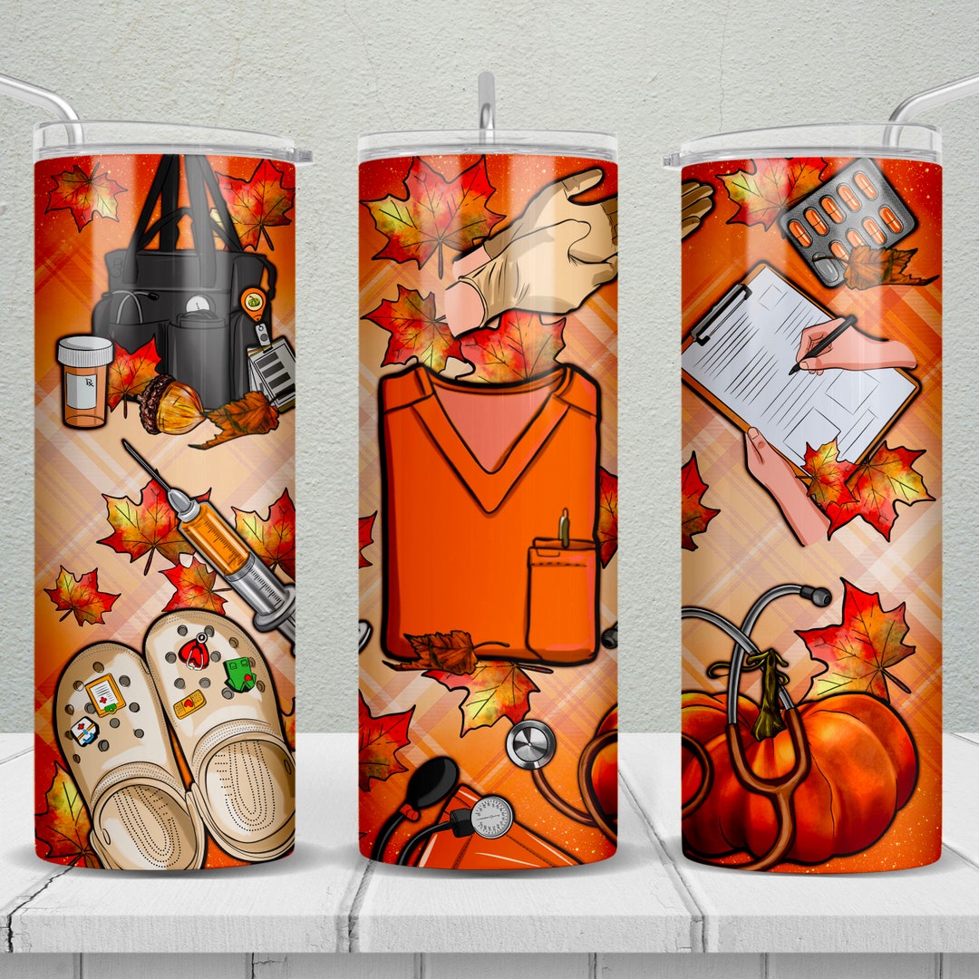 Nurse Fall 20 Oz Skinny Tumbler Png, Nurse Tumbler Wrap Png, Fall 20 Oz ...