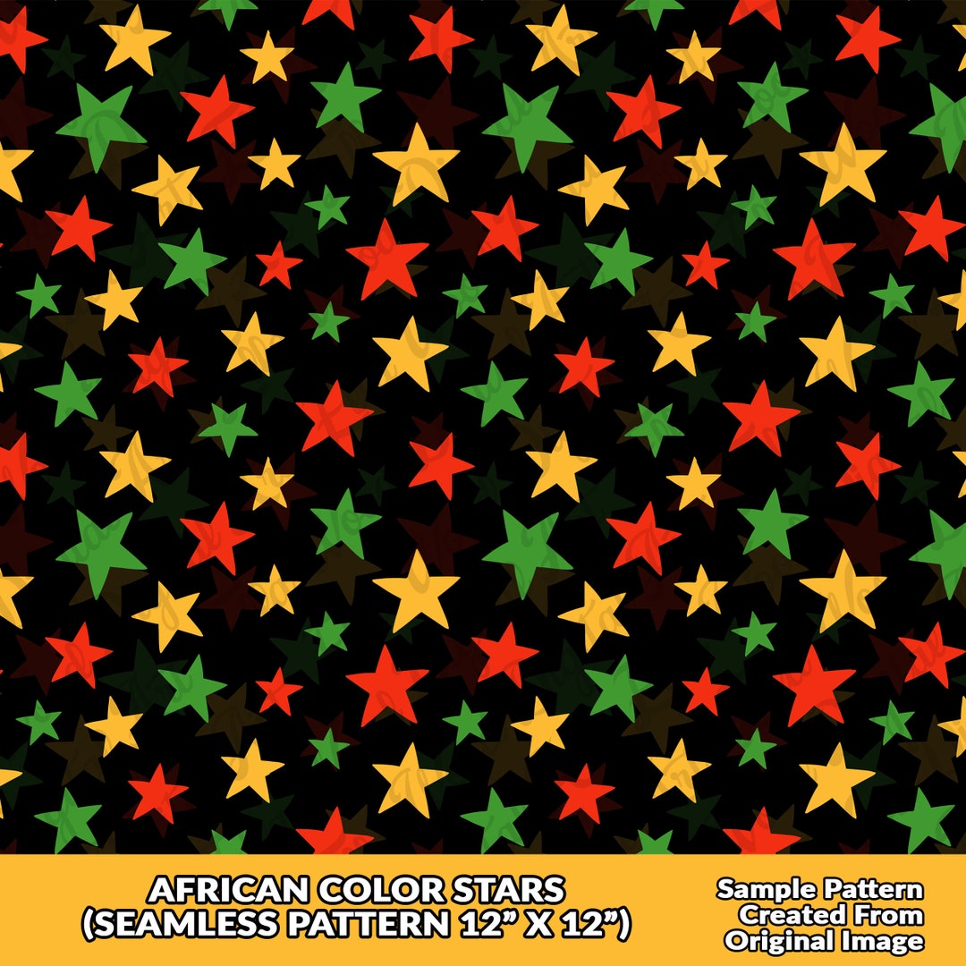 African Color Stars Seamless Pattern Digital Paper, African Digital ...