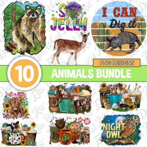Animals Bundle Png Sublimation Design Download, Hand Drawn Animal Png, Cute Animal Png, Animals ...
