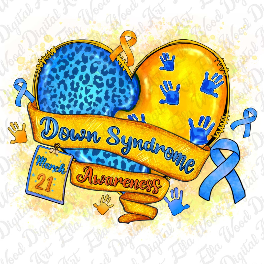 Down Syndrome Awareness Heart Png Sublimation Design Download, Down ...