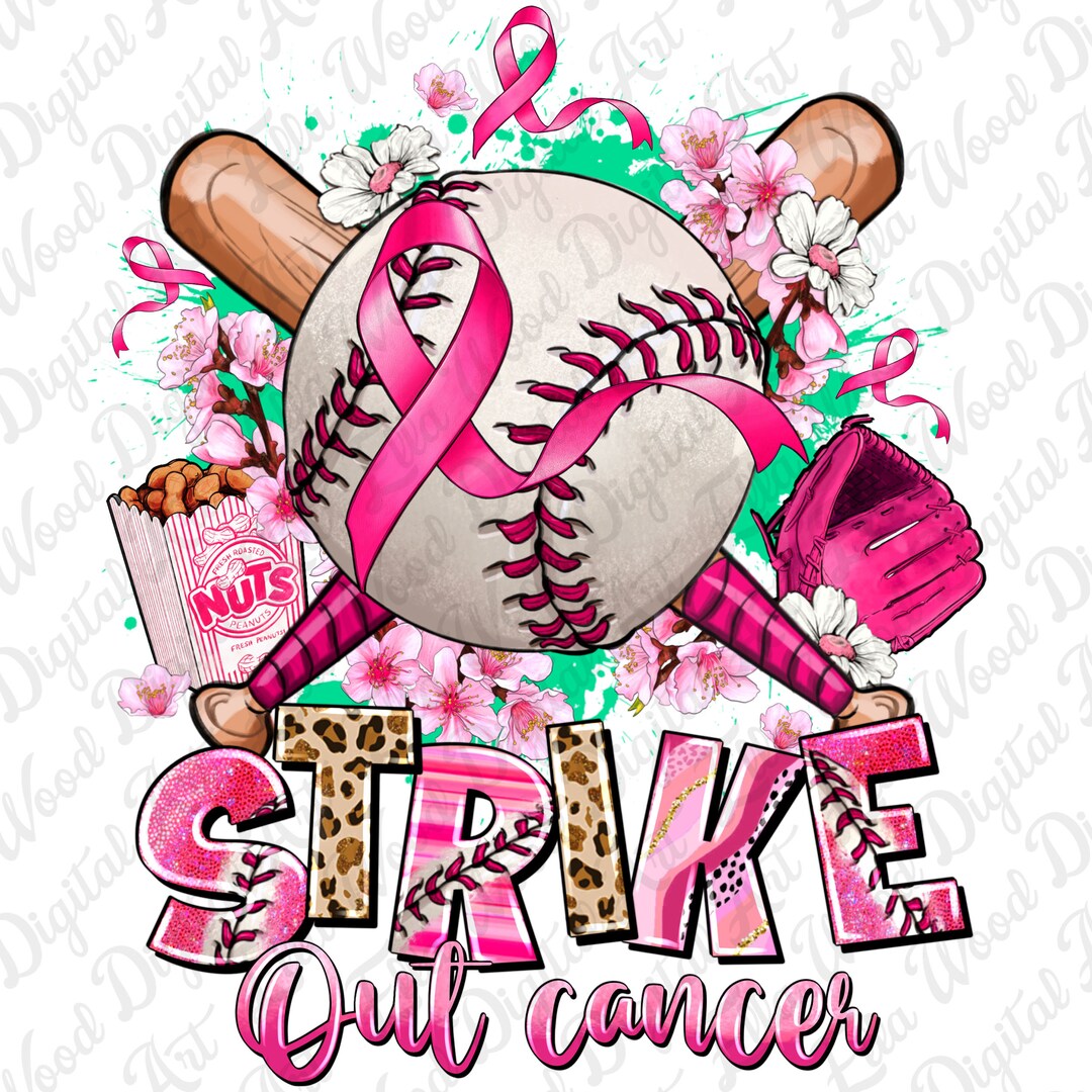 Strike Out Breast Cancer Baseball Png Sublimation Design Download, Cancer Awareness Png ...
