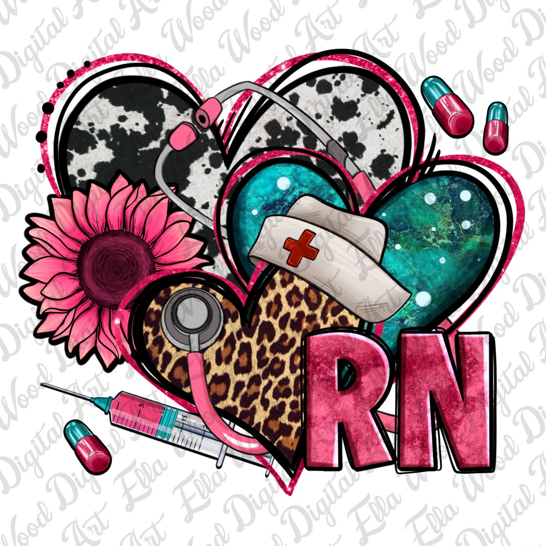 RN Registered Nurse Hearts Png Sublimation Design Download, Hearts Png ...