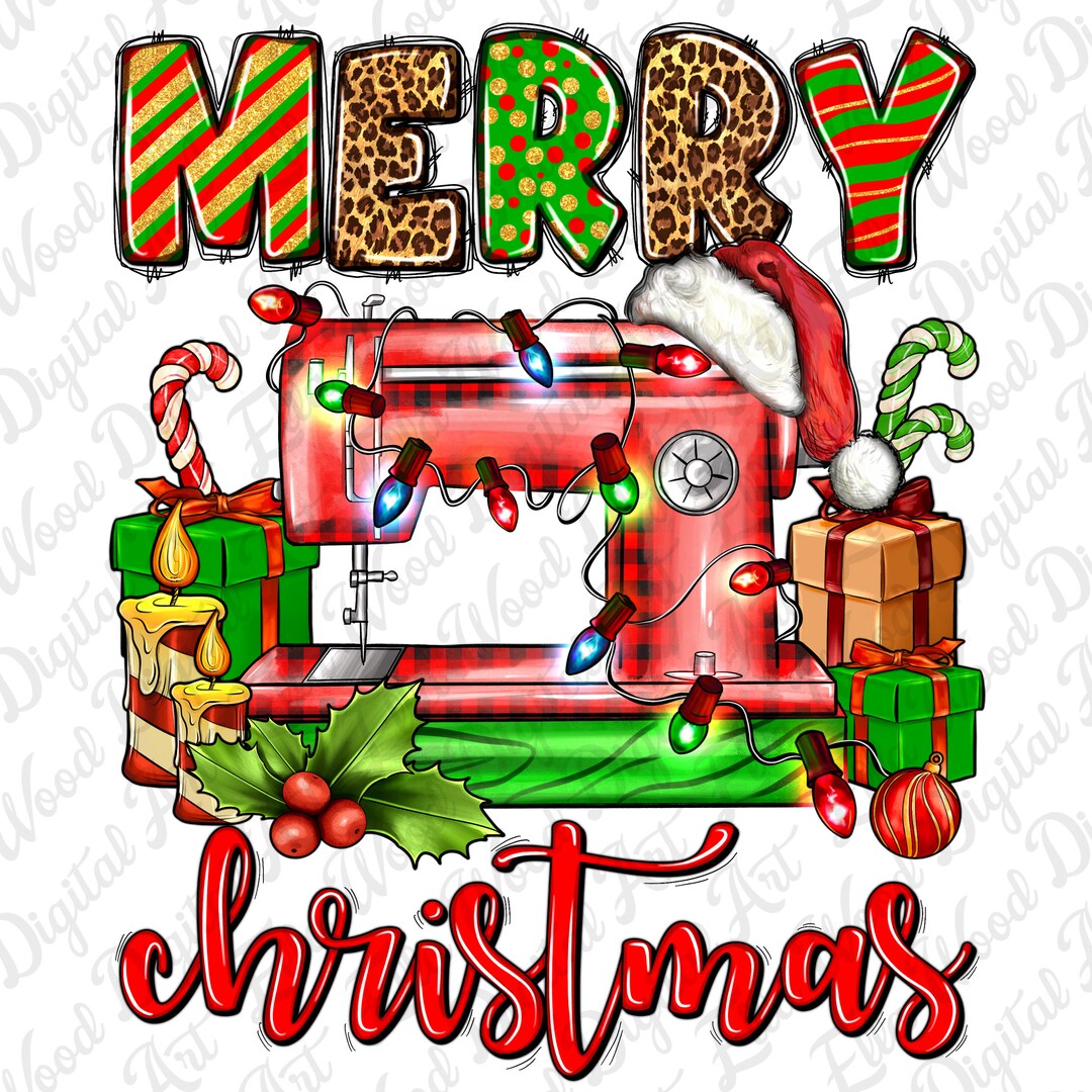 Merry Christmas Sewing Machine Png Sublimation Design Download ...