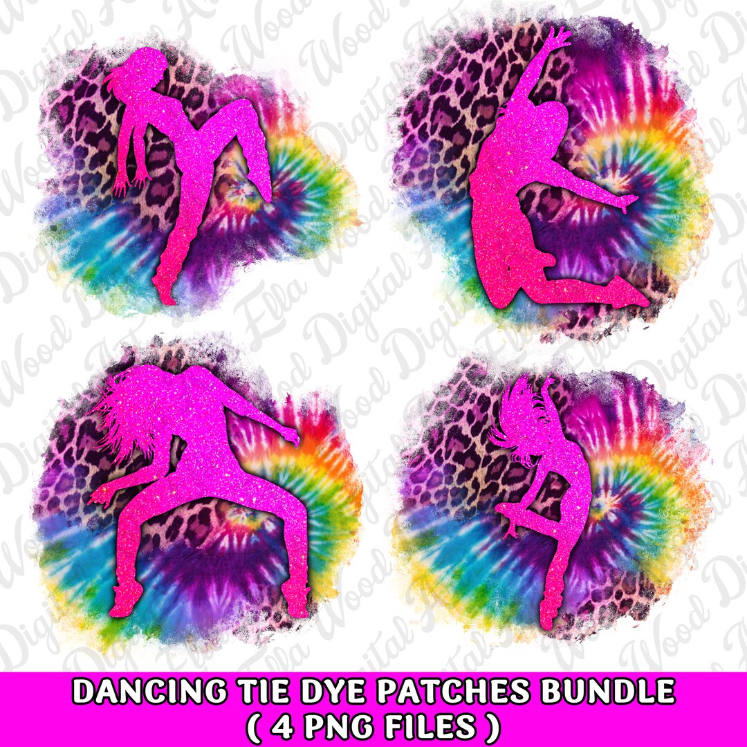 Dancing Tie Dye Patches Bundle Png Sublimation Design Download, Dancing ...