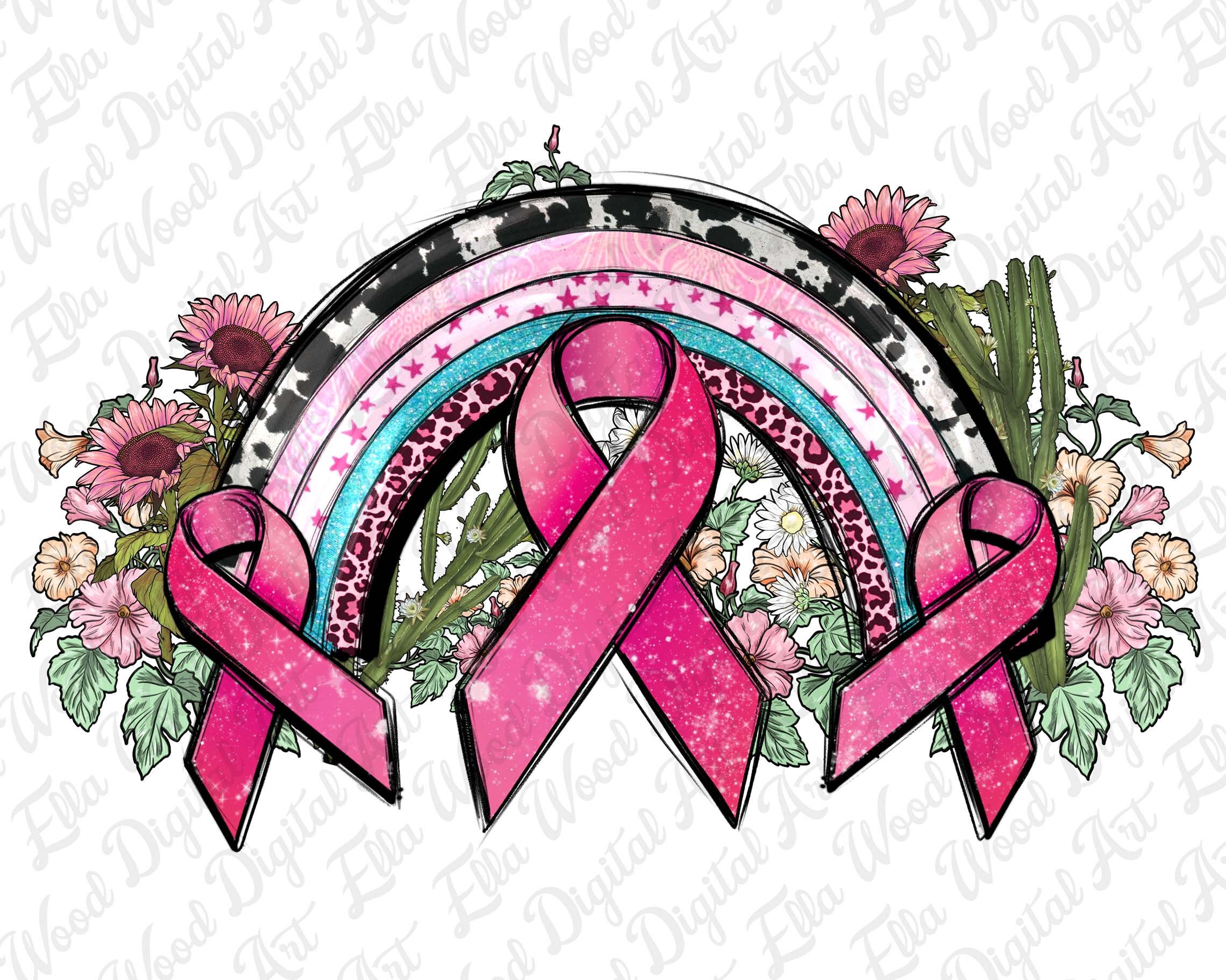 Cancer Ribbon Rainbow Png Sublimation Design Download, Cancer Awareness ...