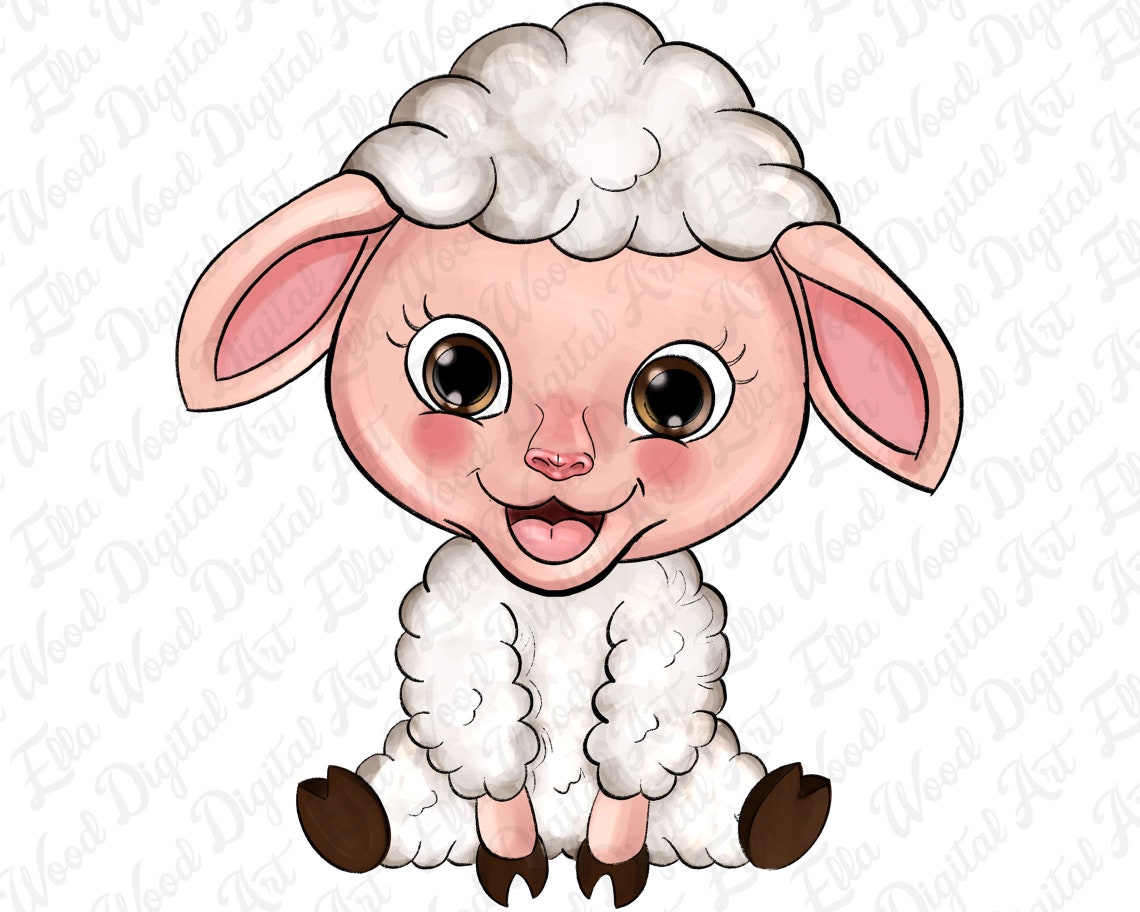 Cartoon Lamb Png Sublimation Design Download Hand Drawn Lamb - Etsy